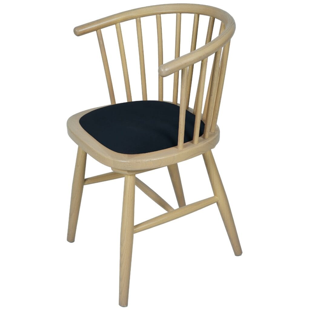 Stockholm Oak Curved Back Dining Chair - Dark Grey Fabric Seat - House ...