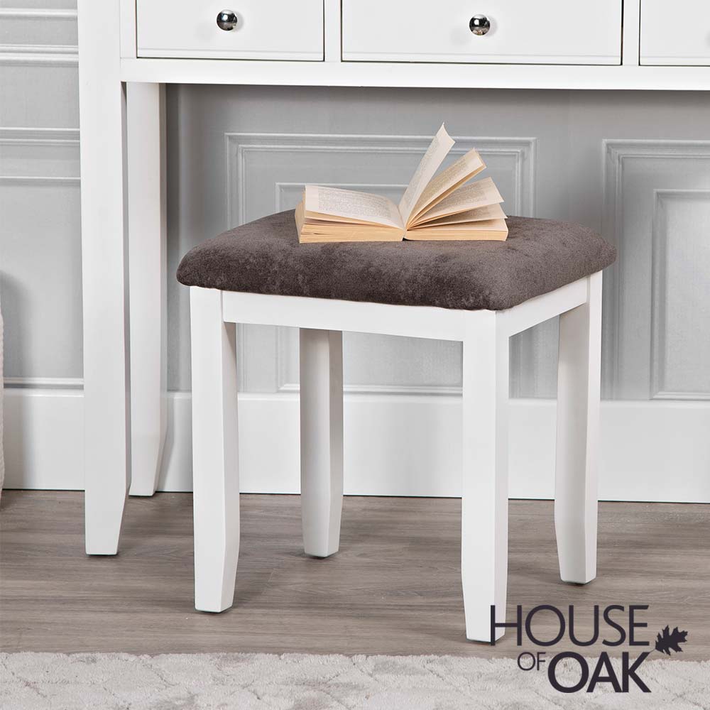 Roma Oak Bedroom Stool in White Painted - House of Oak
