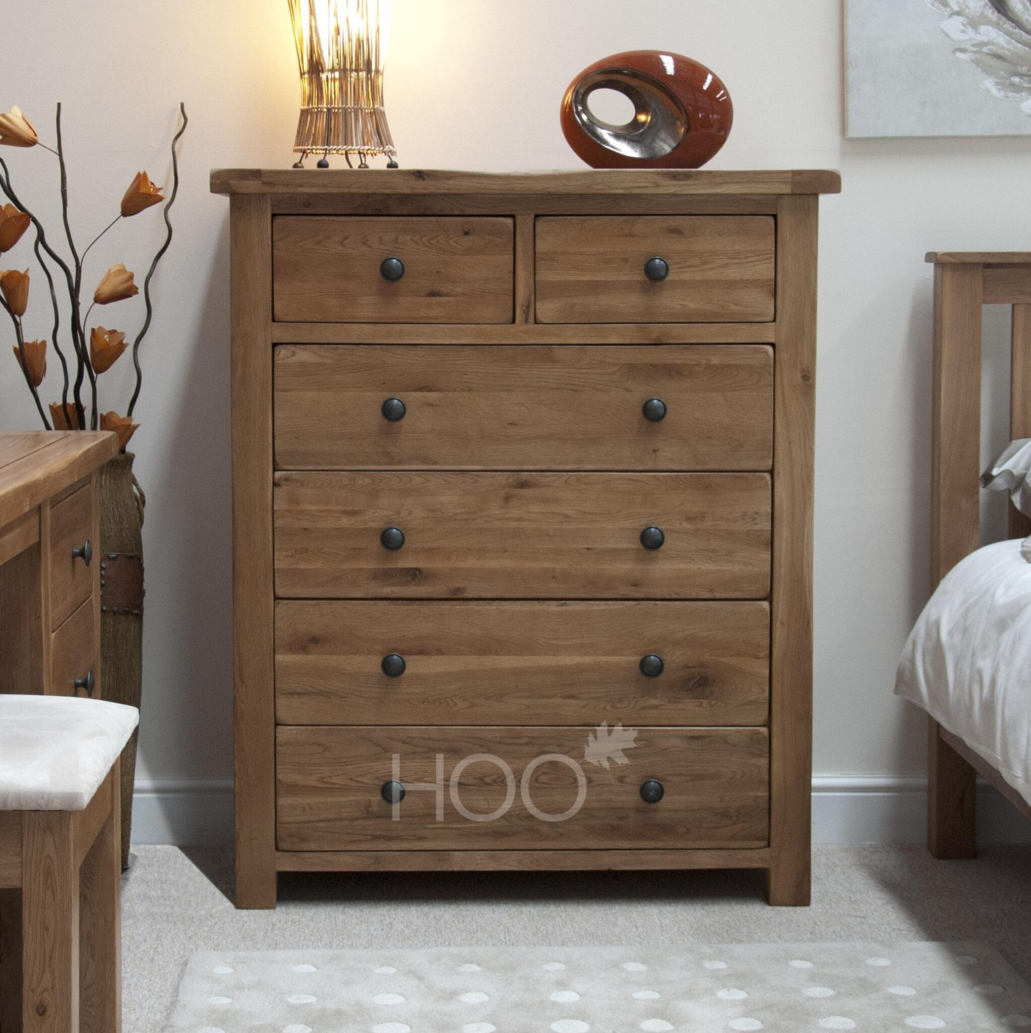 Rustic Solid Oak 2 over 4 Drawer Chest - House of Oak