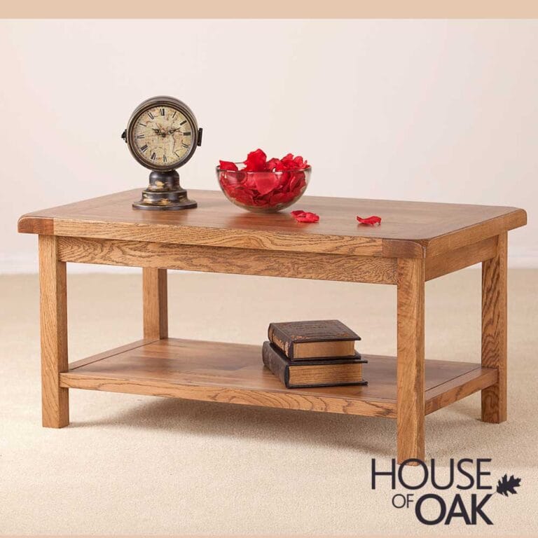 Balmoral Oak 92cm Wide Coffee Table with Shelf - House of Oak